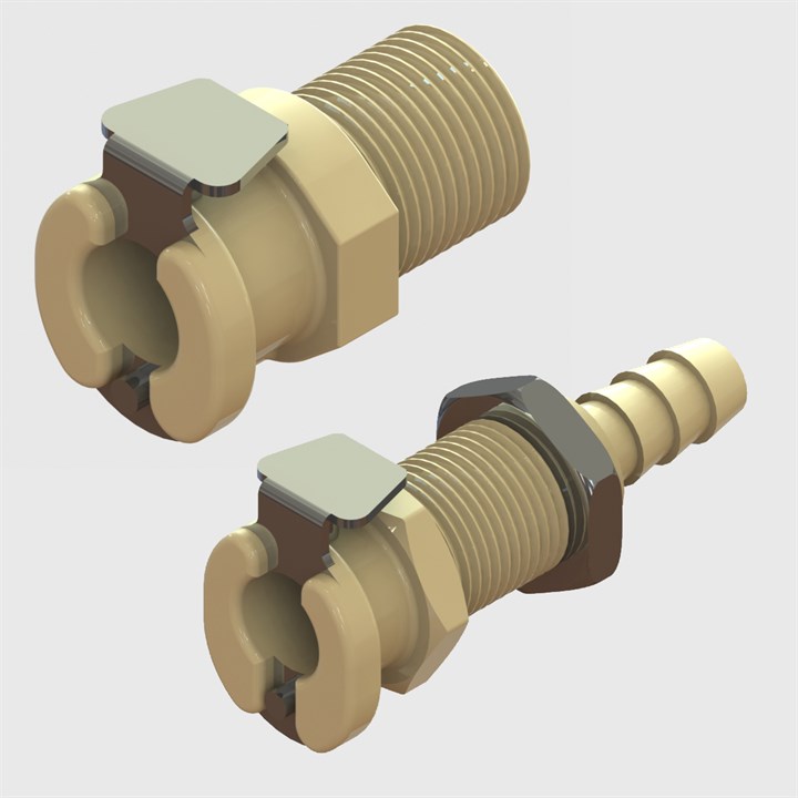Thumb Latch Couplings - 1/8" Flow, Sockets, Non-Valved - Polypropylene ...